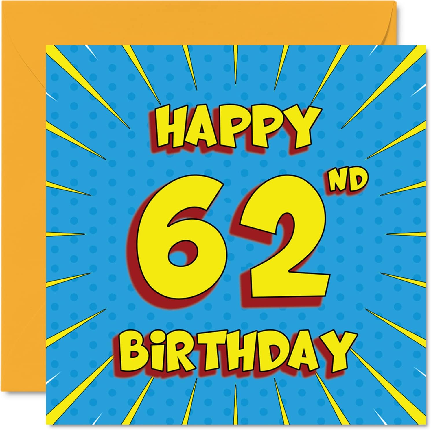 Amazon.com : Stuff4 Fun 62nd Birthday Cards for Men Woman - Comic Book ...