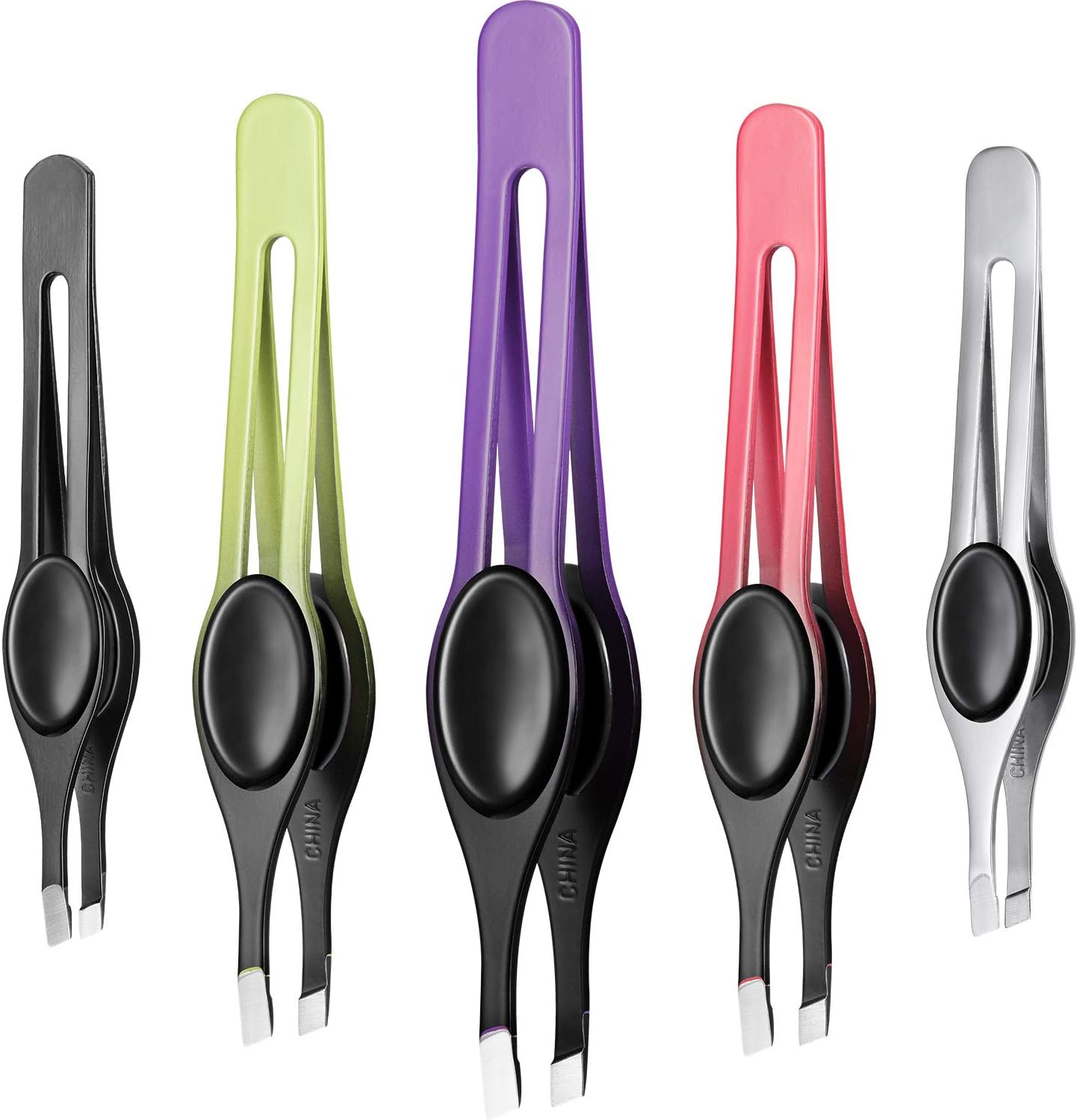 Amazon.com : Chumia 5 Pieces Non-Slip Grip Tweezers Slanted Tip ...