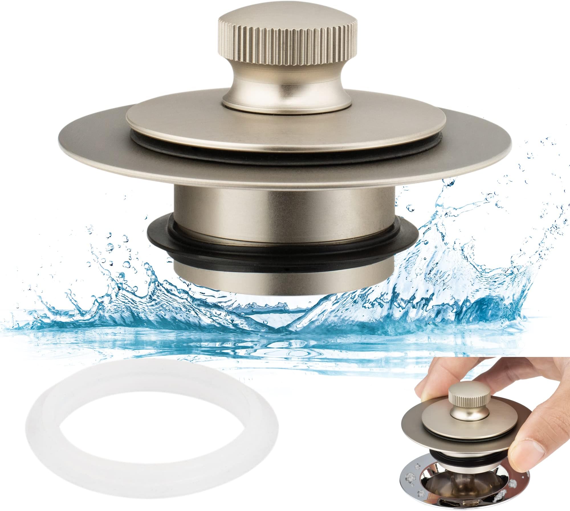 Kingston Brass DLL208 Lift and Lock Bath Tub Drain, Brushed Nickel ...