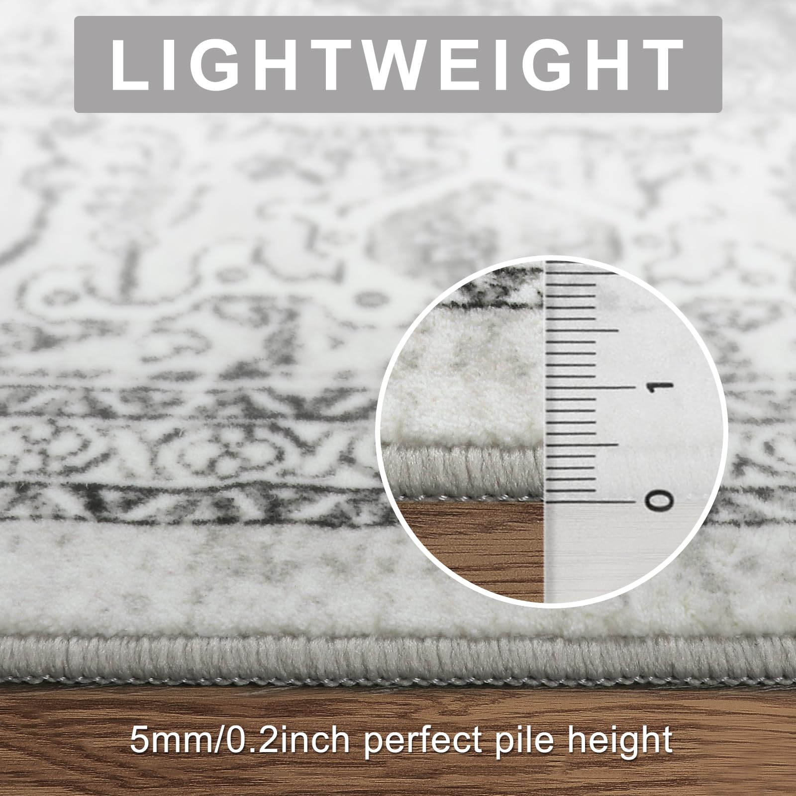 LIVEBOX Grey Area Rug 5x7 - Washable Large Oriental Medallion Living ...