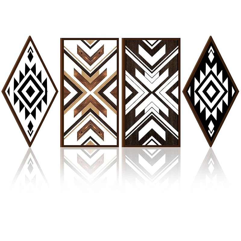 Amazon.com: 4 Pieces Farmhouse Home Wall Decor Aztec Wooden Sign Wall ...
