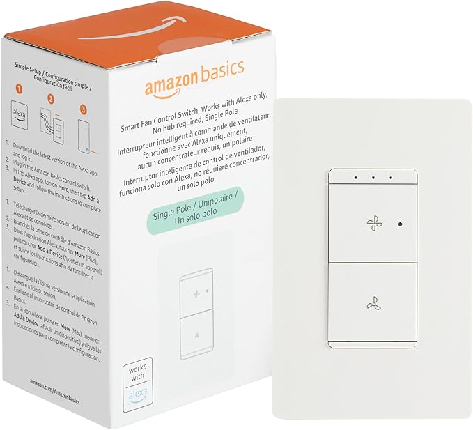 Amazon Basics Smart Fan Control Switch, Single Pole, Works with Alexa ...