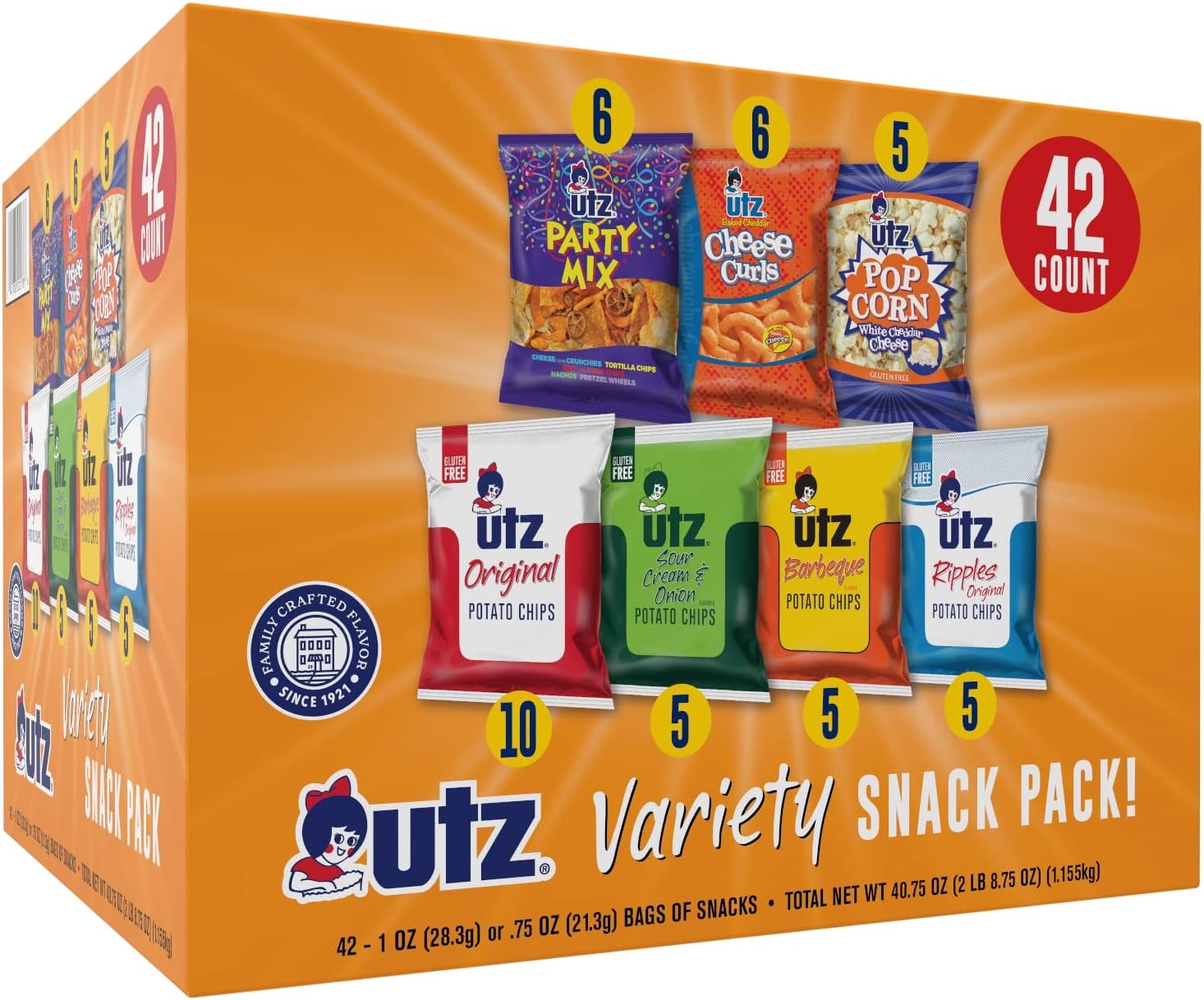 Amazon.com: Utz Snack Variety Pack Individual Snacks, Includes Potato ...