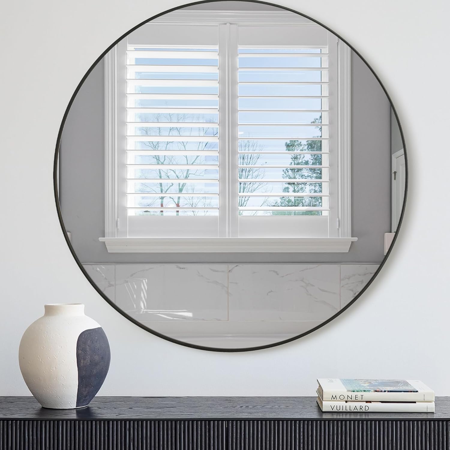 Amazon.com: Round Wall Mirror 36 Inches,Large Circle Mirrors with Black ...