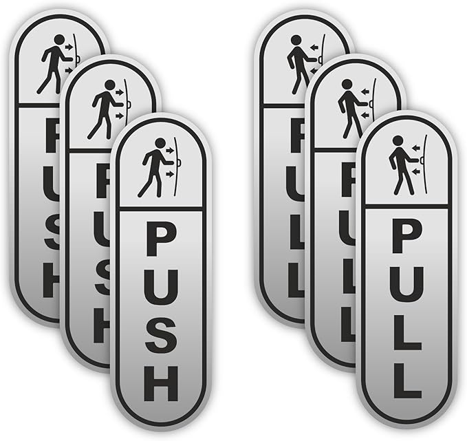 Amazon.com: Sticky Expressions | Push Pull Stickers Pack of 6 (3 Push ...