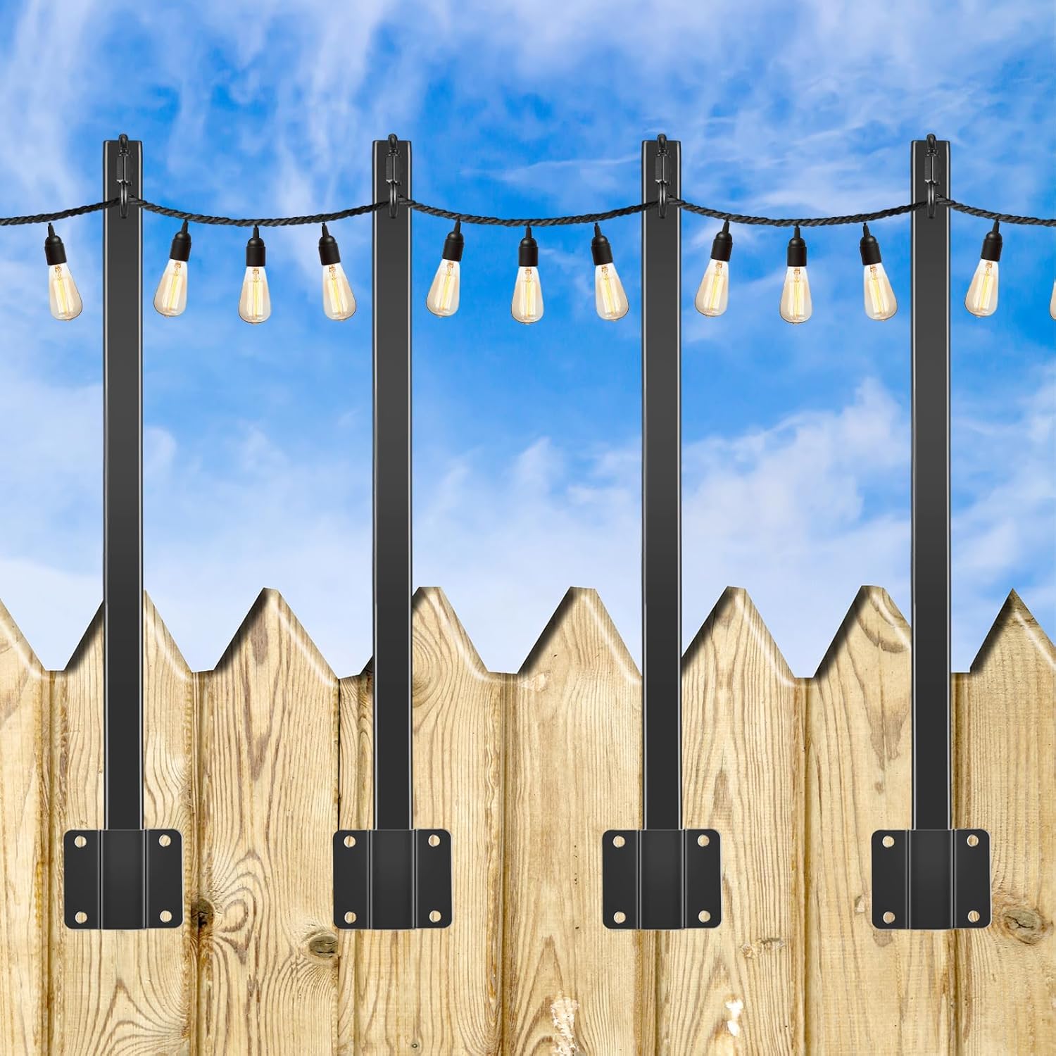 Amazon.com: Baquler 1.3 Ft Outdoor String Light Pole with Fixing Clips ...