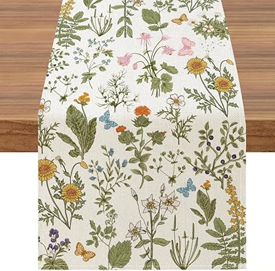 Amazon.com: Watercolor Wild Flowers Table Runner, Seasonal Summer ...