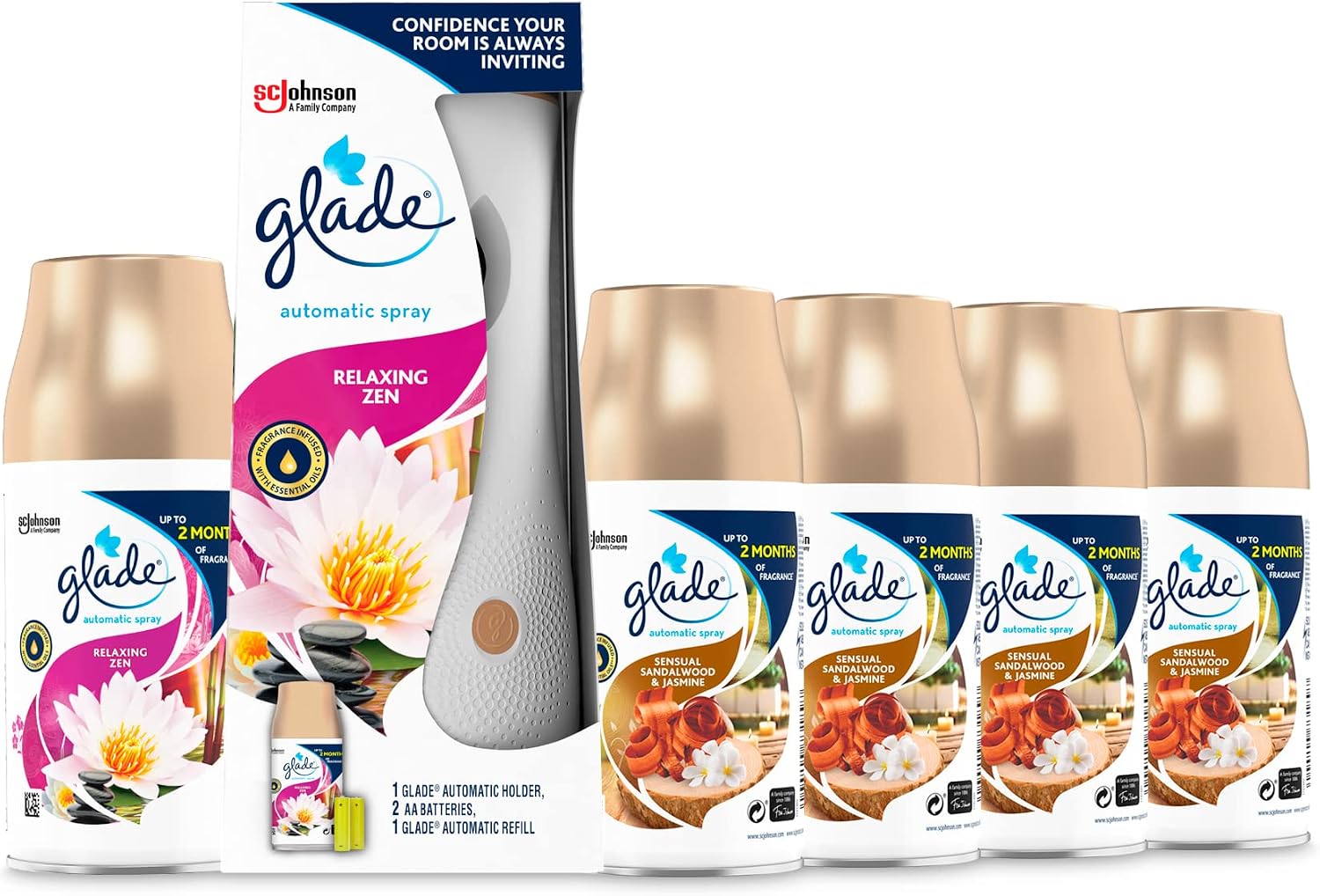Glade Automatic Air Freshener Holder & Refill Bundle, Long-lasting ...