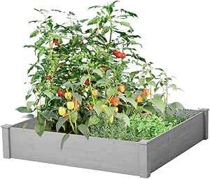 Amazon.com: Anwickmak Raised Garden Bed 48x48x10'', Outdoor Wooden ...