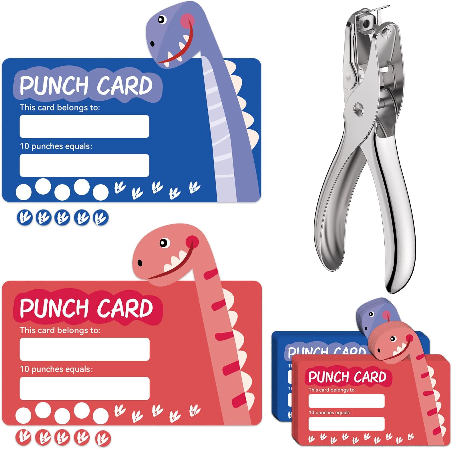 Amazon.com : Chinyuti 200Pcs Punch Cards with Hole Puncher, Cute ...
