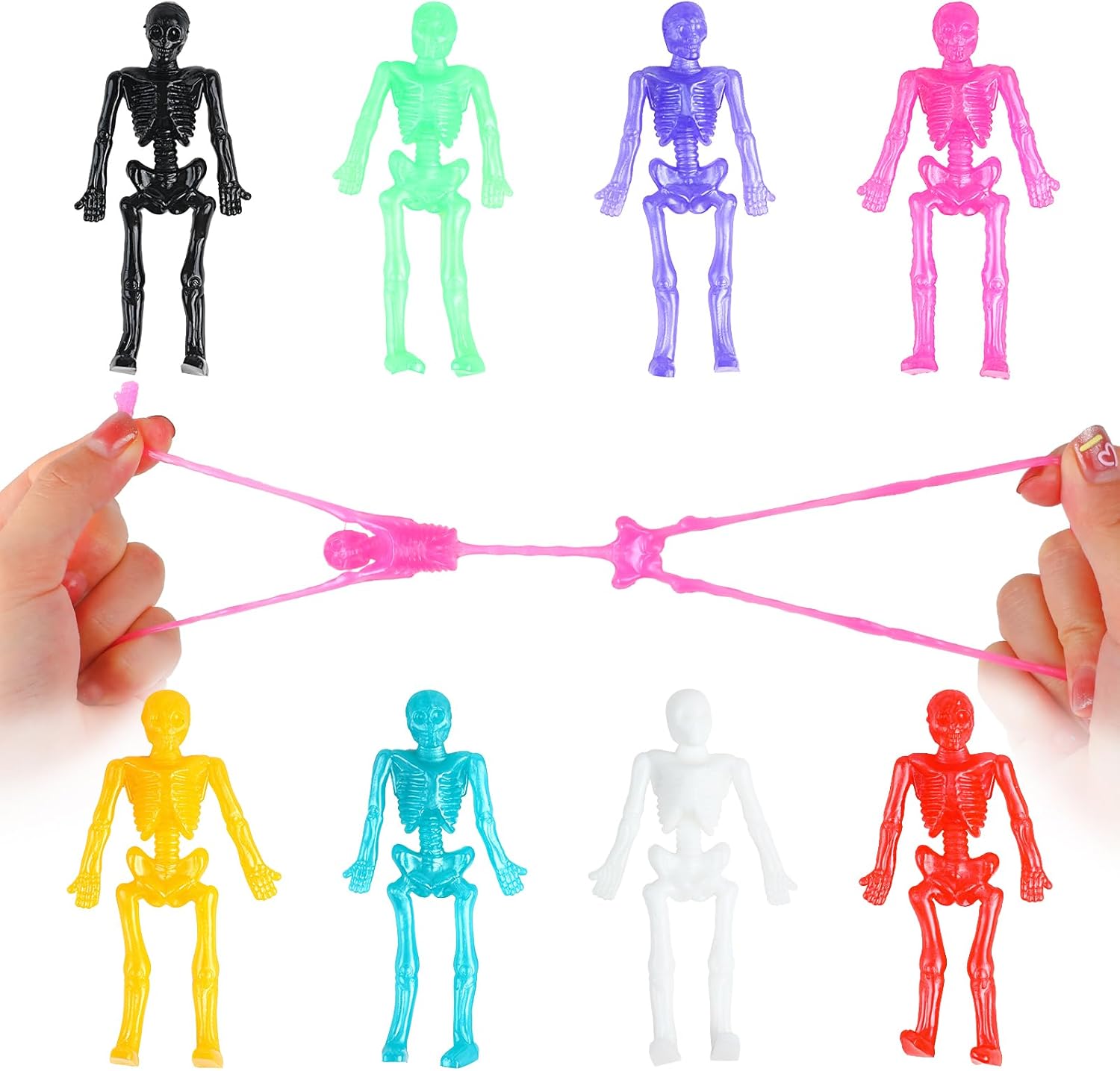 Amazon.com: LOMIMOS 48pcs Halloween Stretchy Skeleton Toy, 8 Color ...