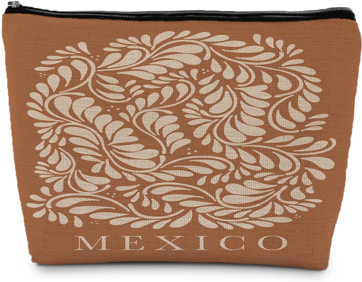 Amazon.com : ignytiger Mexican Floral Brown Makeup Bag, Mexican Gifts ...