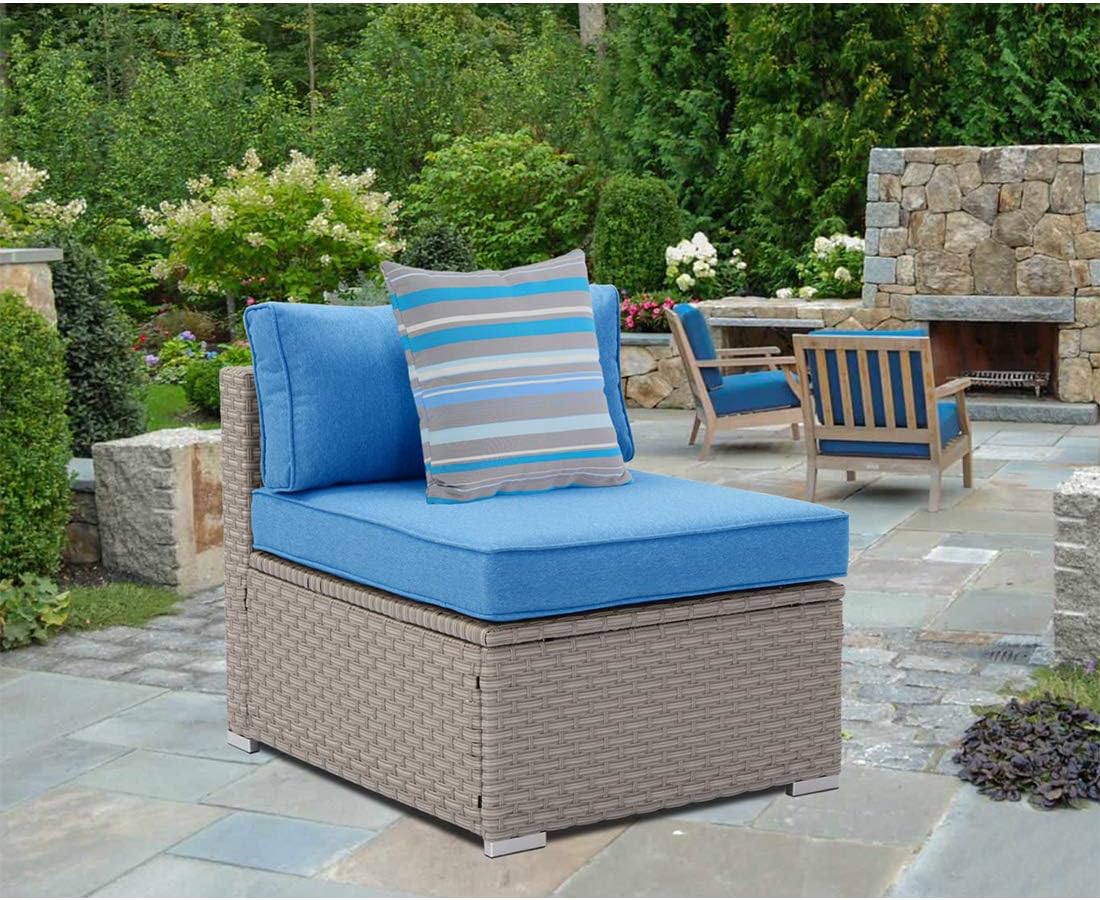 Amazon.com: HOMPUS Outdoor Patio Furniture Warm Gray Wicker Armless ...