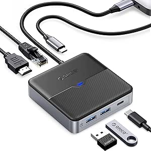 ORICO-FX3-6PCR USB C Hub, ORICO 6 in 1 USB C Docking Station with 4K ...