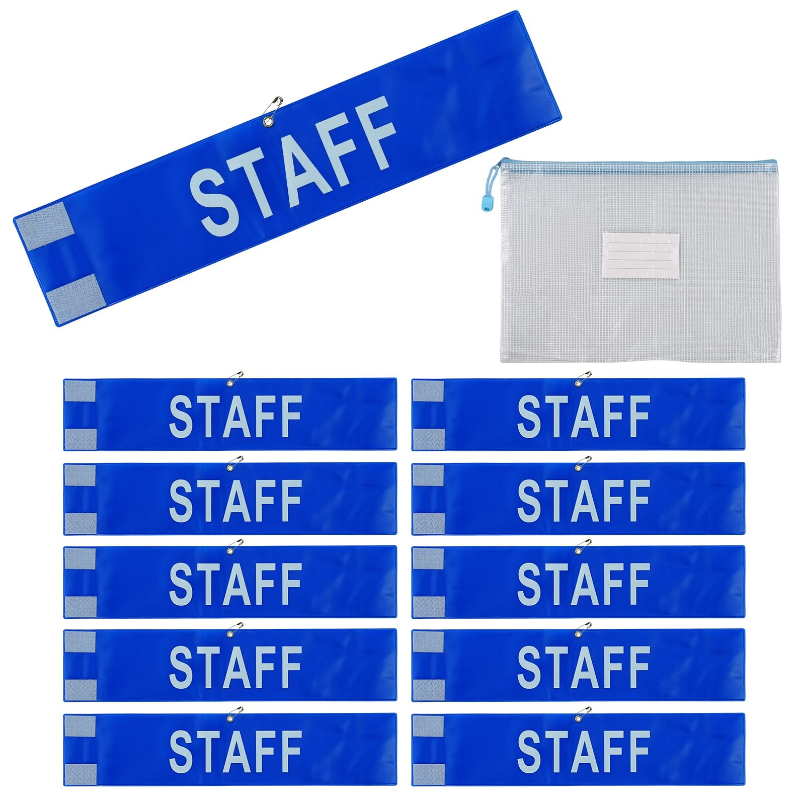 Amazon | Webirth 腕章 10枚セット 【STAFFの文字入りですぐに使える！ 】 マジックテープと安全ピンで簡単固定 保管用の収納袋つき 日本規格 (スタッフ10枚) | 名札 ...