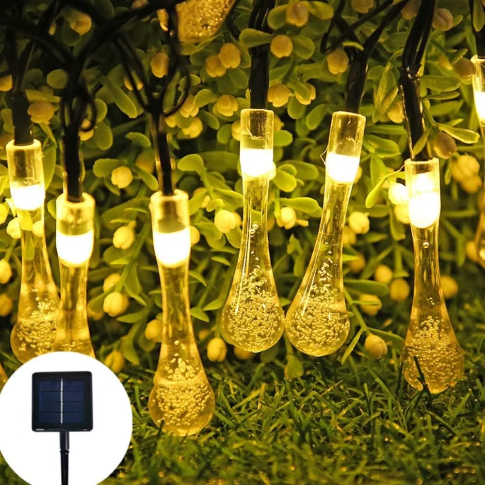 Solar Water Drop Lights - 30 LED Waterproof Solar String Lights for ...
