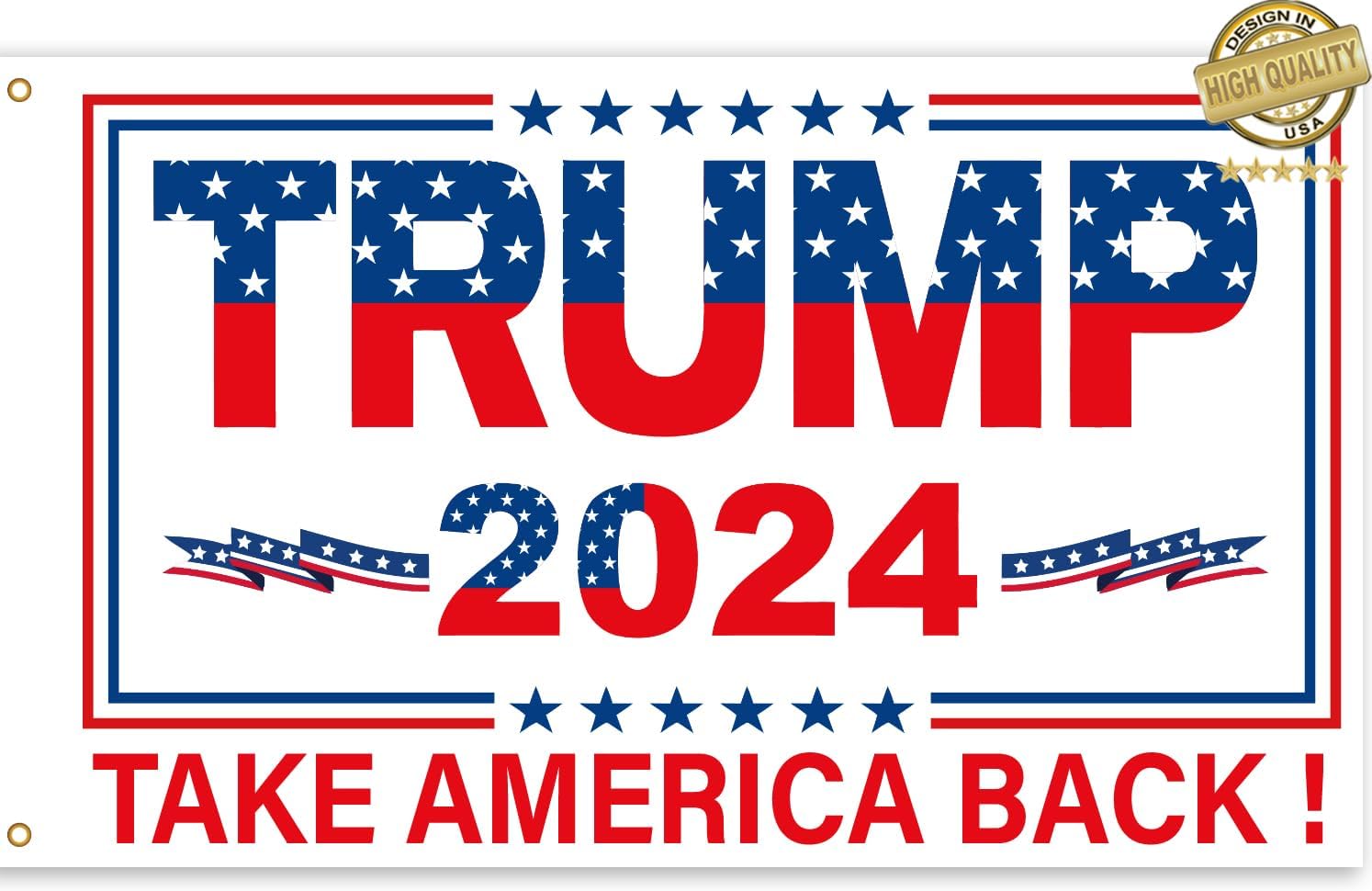 Amazon.com : Trump 2024 Flag - TAKE AMERICA BACK -white Double Sided ...
