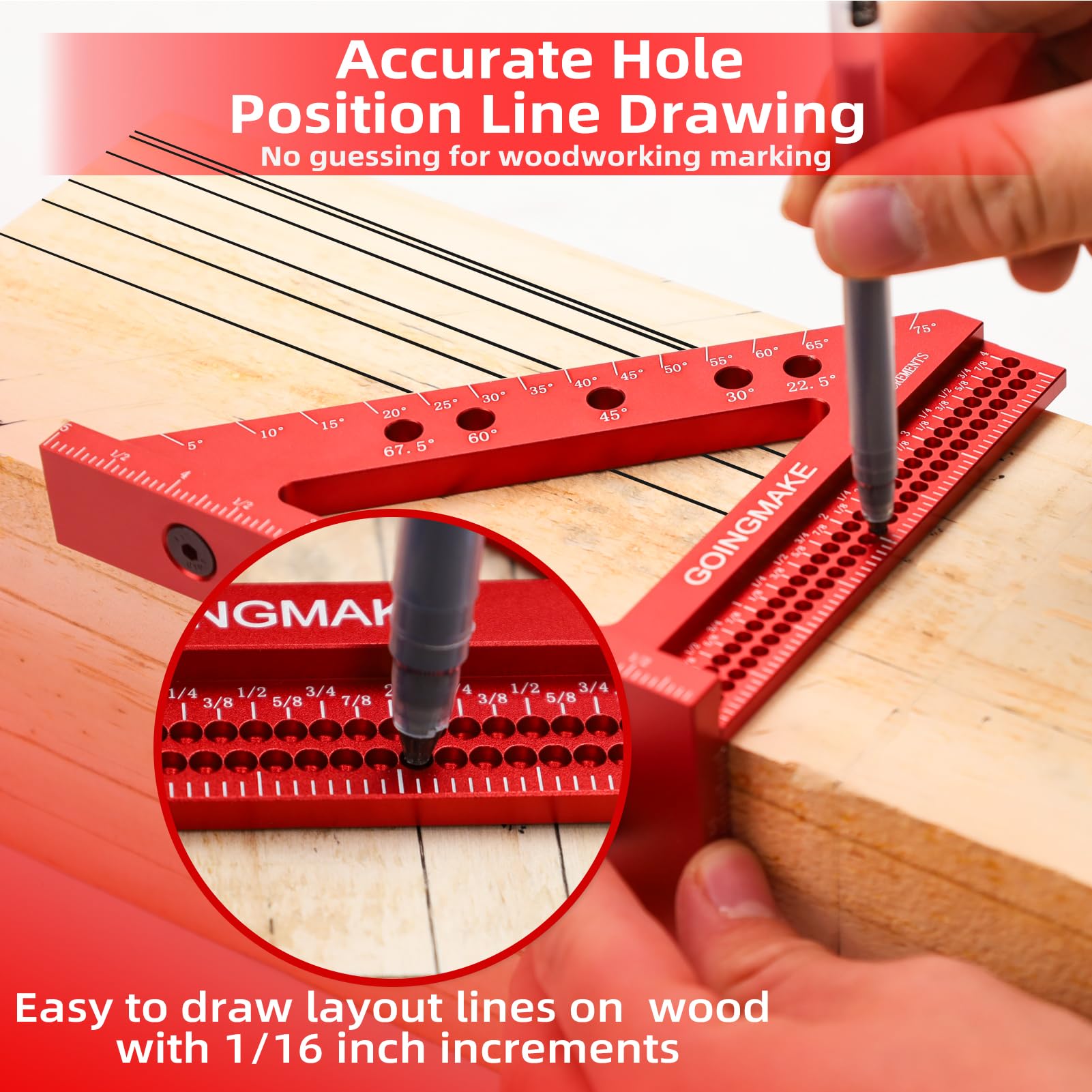 Snapklik.com : GOINGMAKE Carpenter Square Hole Position Scribing Ruler ...