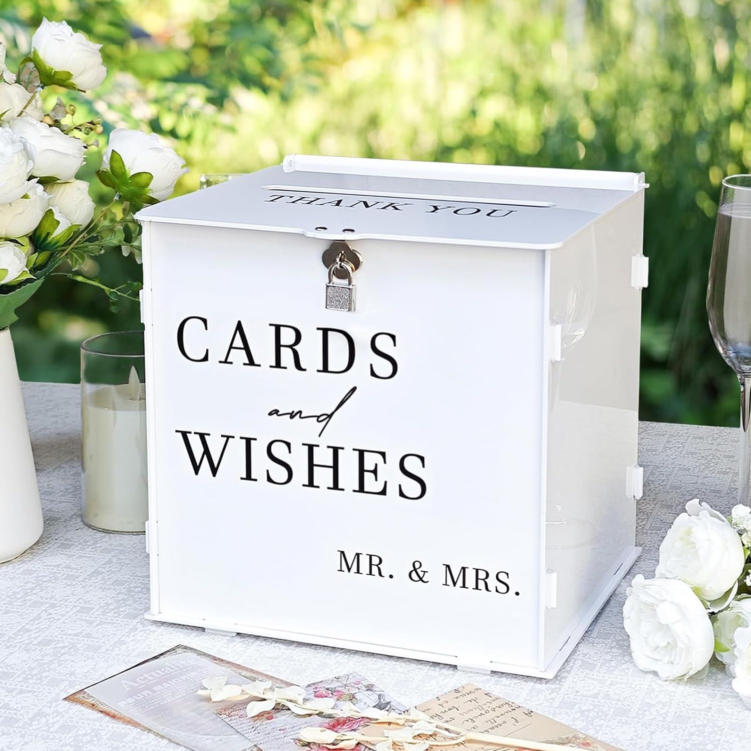 Decorated White Wedding Card Box
