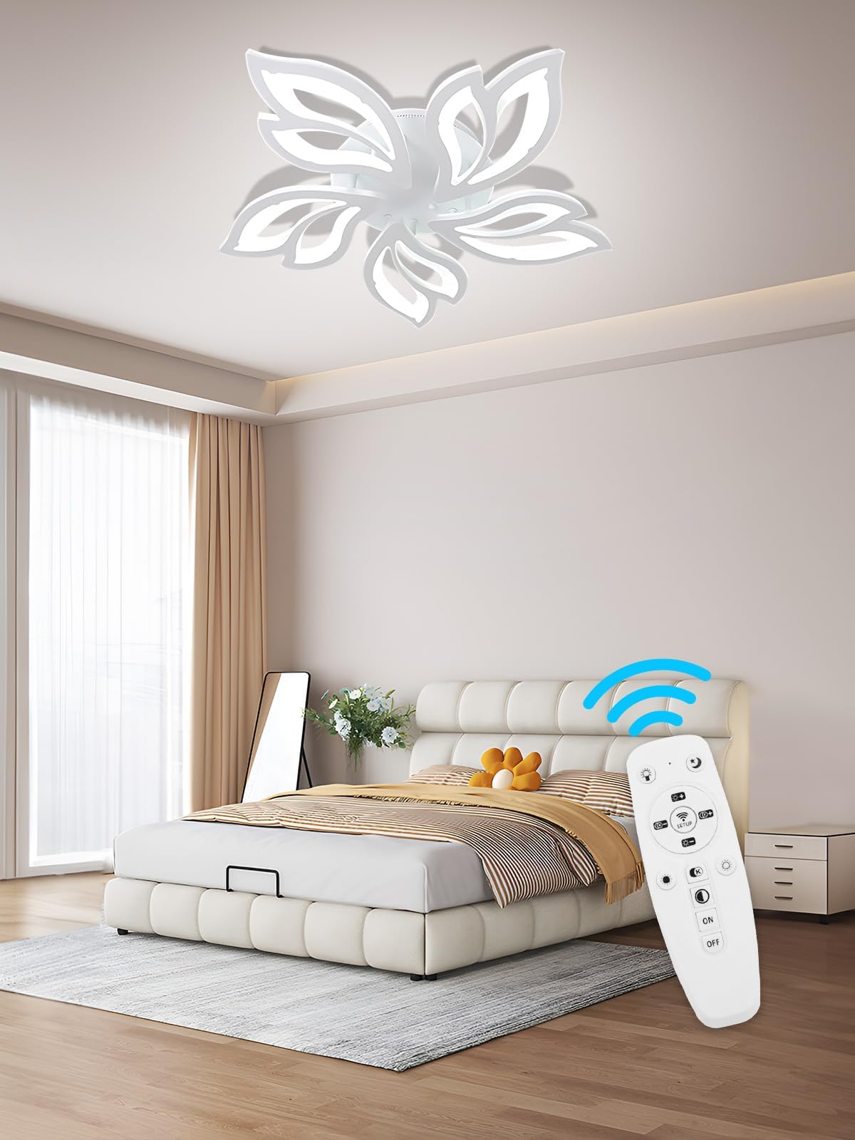 ANYTOP Modern 5 Leaves Ceiling Light,27.5” Dimmable LED Chandelier ...