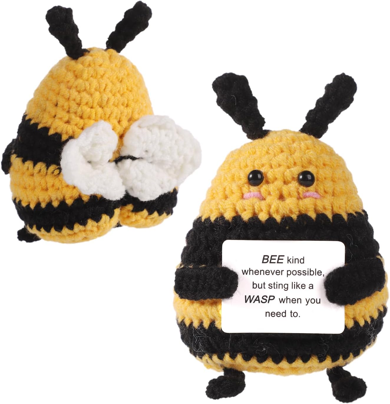 Amazon.com: Funny Positive Bee, 2.76 Inch Mini Crochet Bee Positive ...
