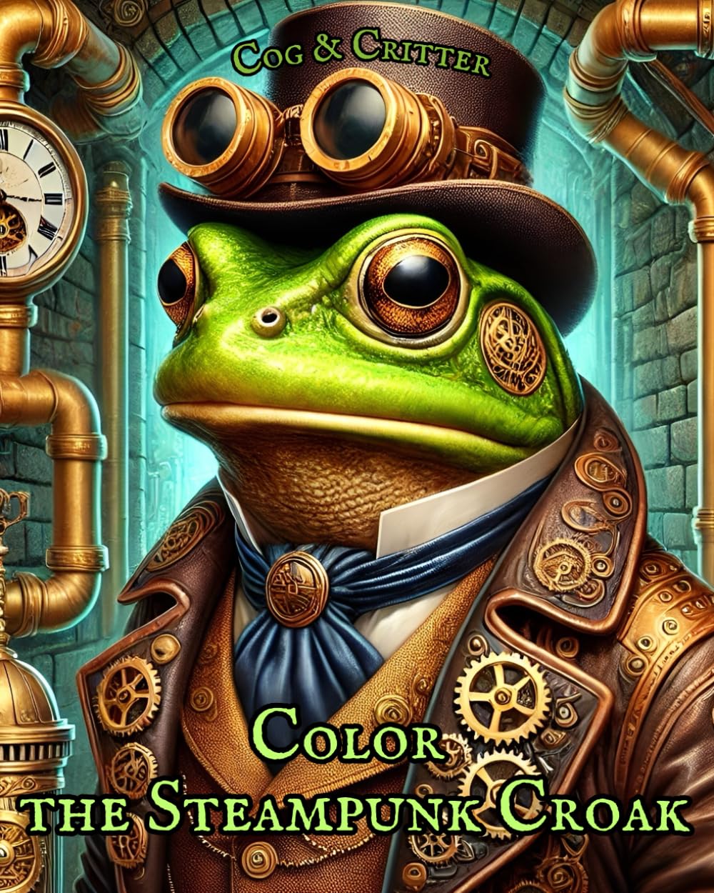 Amazon.com: Color the Steampunk Croak: A Grayscale Steampunk Frog ...