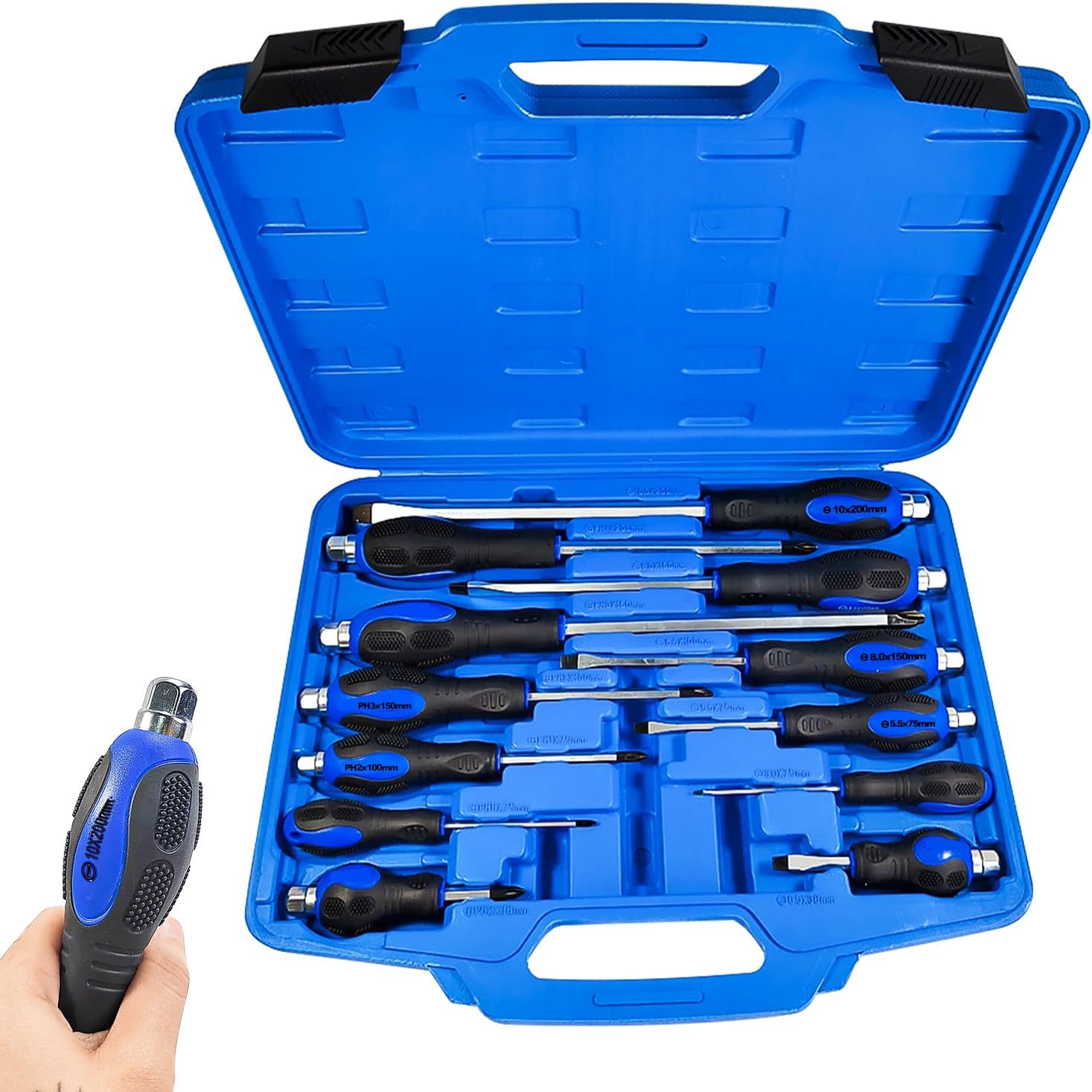 12 Piece Screwdriver Set, 6 Phillips Screwdrivers + 6 Slotted ...