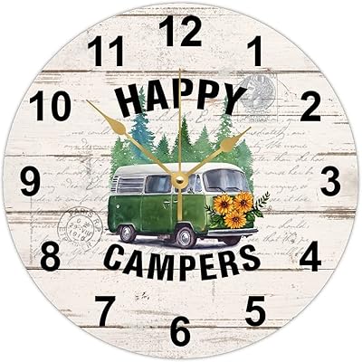 Amazon.com: Funny Who Cares Camping Wall Clock - Gift, Decor, Black or ...