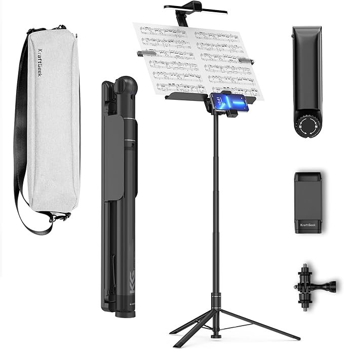 Amazon.com - KraftGeek 66" Portable Music Stand Kit for Music Sheet ...