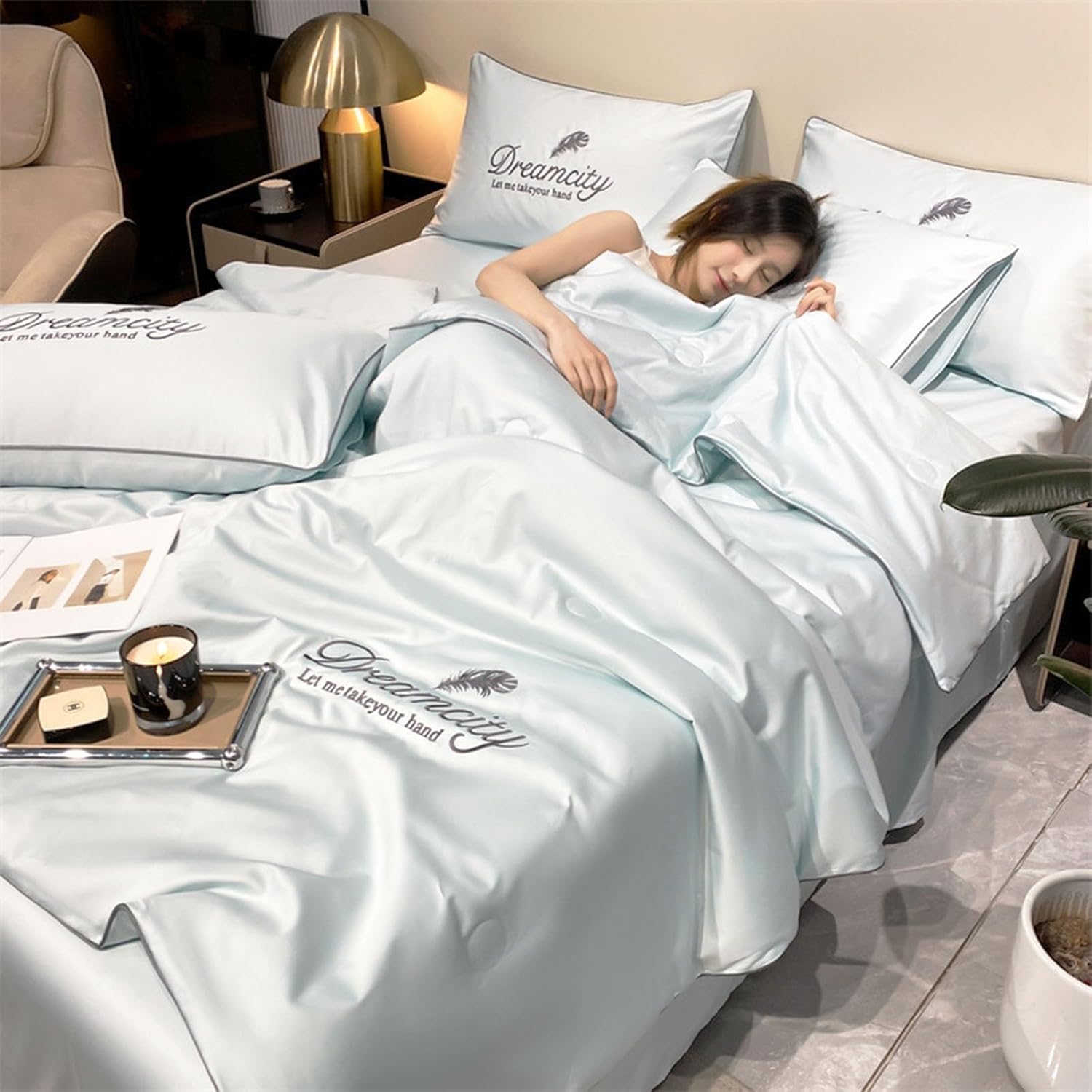 Summer Simple Ice Silk Quilt, Summer Cool Thin Quilt Bedroom Tencel ...