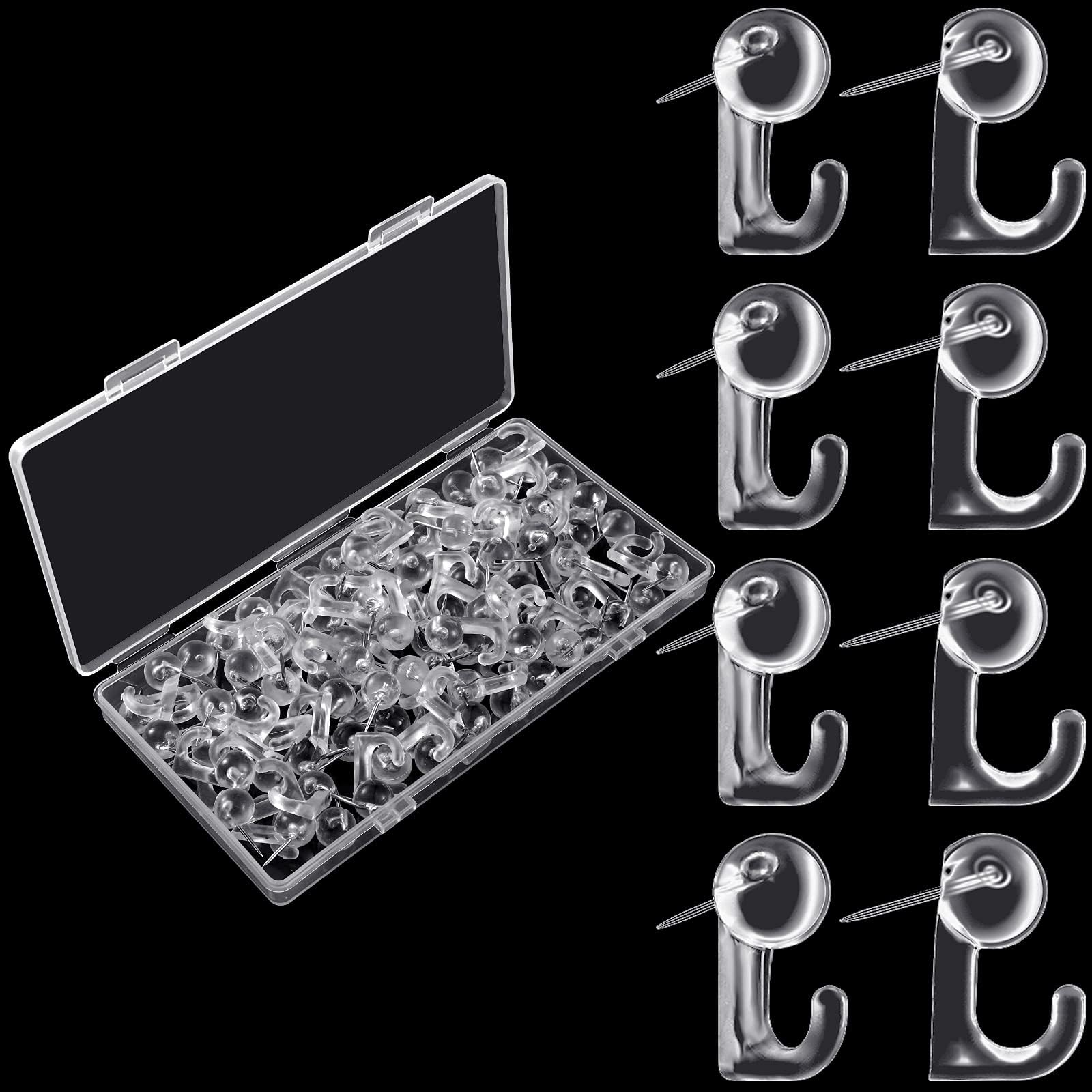 Amazon.com : Push Pin Hooks Plastic Heads Pin Tacks Clear Wall Thumb ...