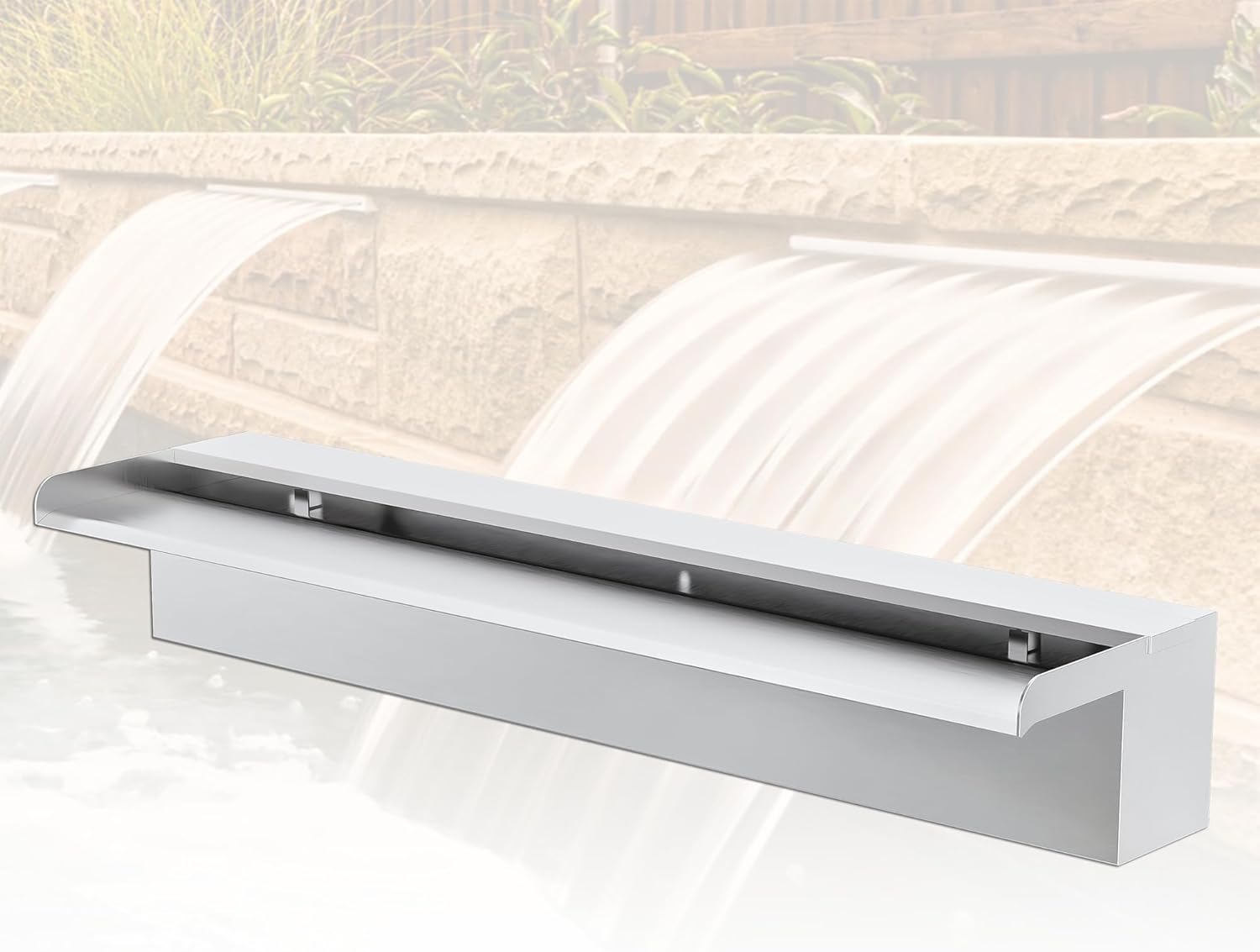 LONGRUNNEW Pond Waterfall Blade Kit, 60cm Stainless Steel Pool Fountain ...