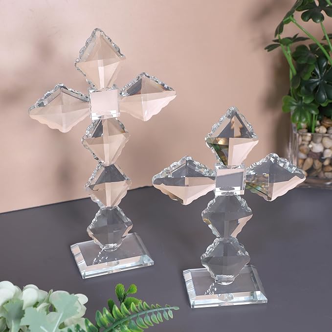 Amazon.com: Cafemoon Clear Crystal Cross, 2 PSC Modern Cross Decor ...