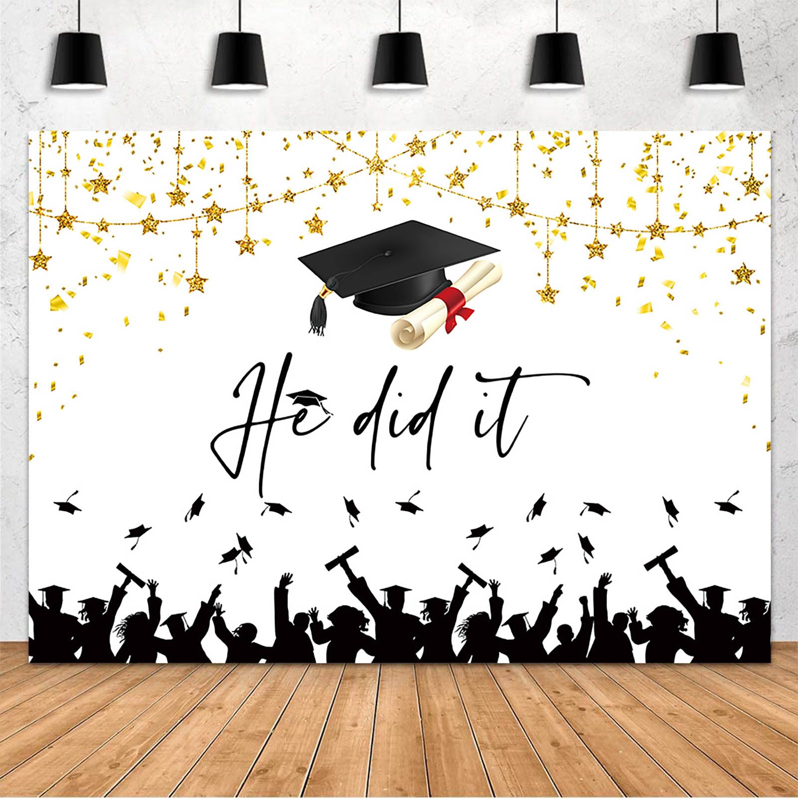 Amazon.com : MEHOFOND 7x5ft He Did It Graduation Backdrop Congrats ...