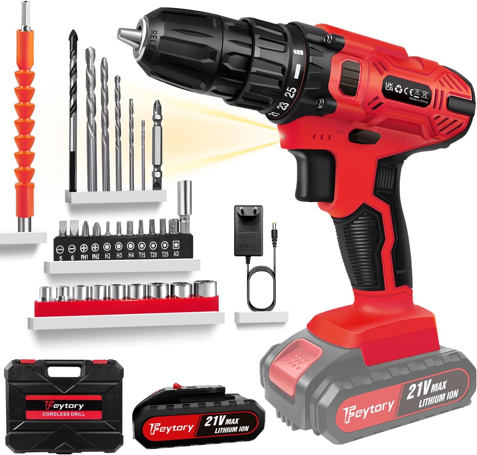 HYCHIKA 12V Visseuse Devisseuse Sans Fil avec Batteries, 30Nm Perceuse ...