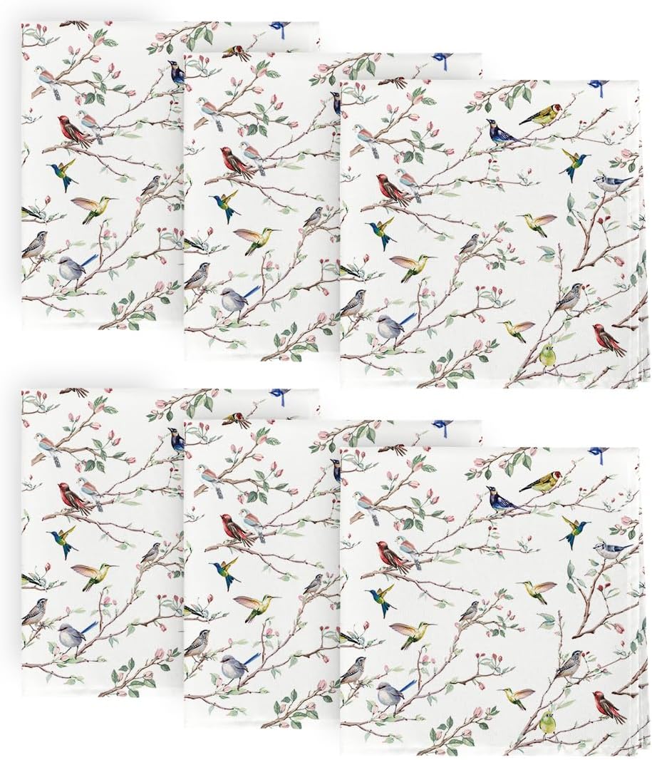 Amazon.com: Horaldaily Spring Cloth Napkin 18 x 18 Inch, Birds Branch ...