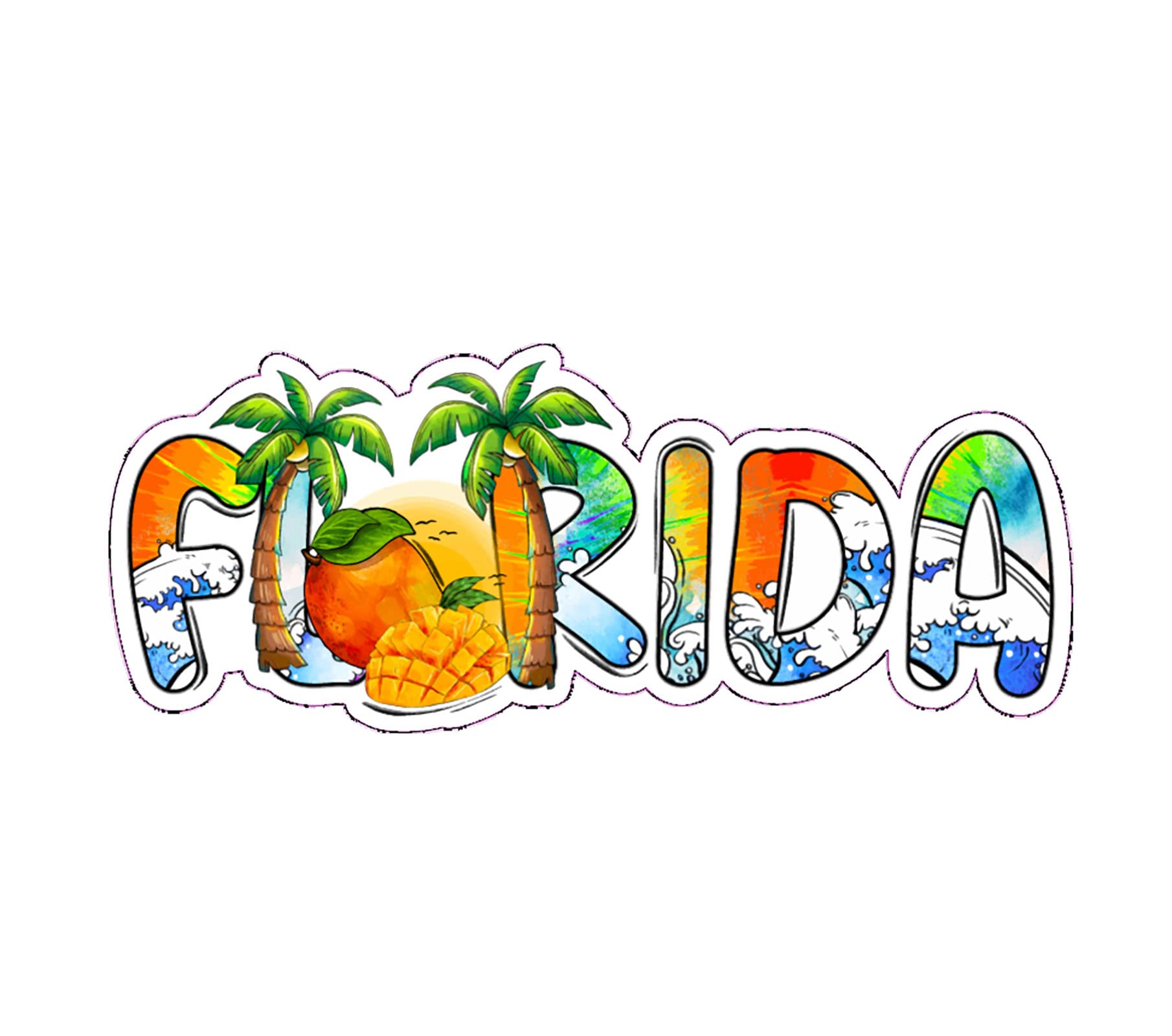 Amazon.com - WickedGoodz Tropical Florida Vinyl Decal - FLA Bumper ...