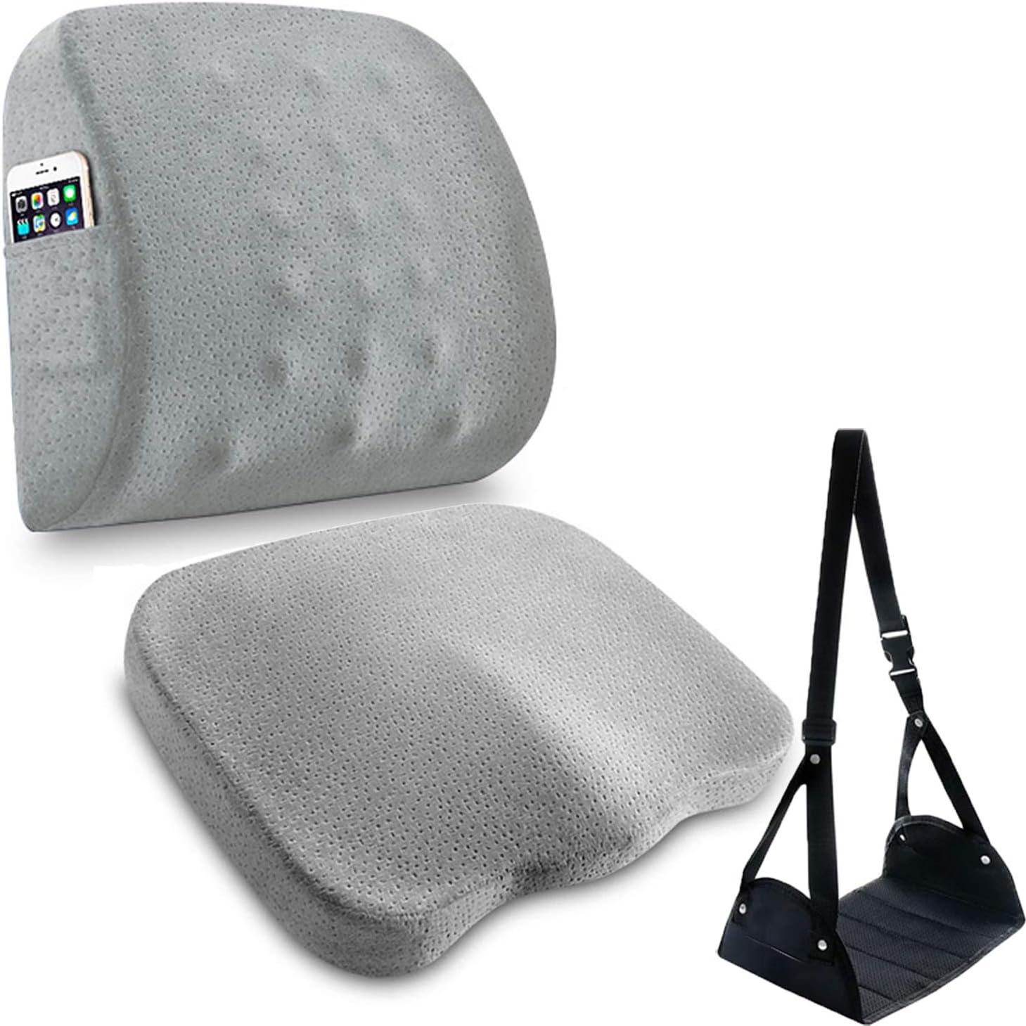 Amazon.com: Memory Foam Seat Cushion & Back Cushions，Lumbar Support ...