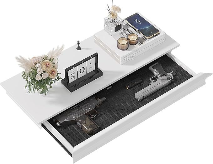 Amazon.com: Floating Night Stand with Gun Drawer, Space-saving ...