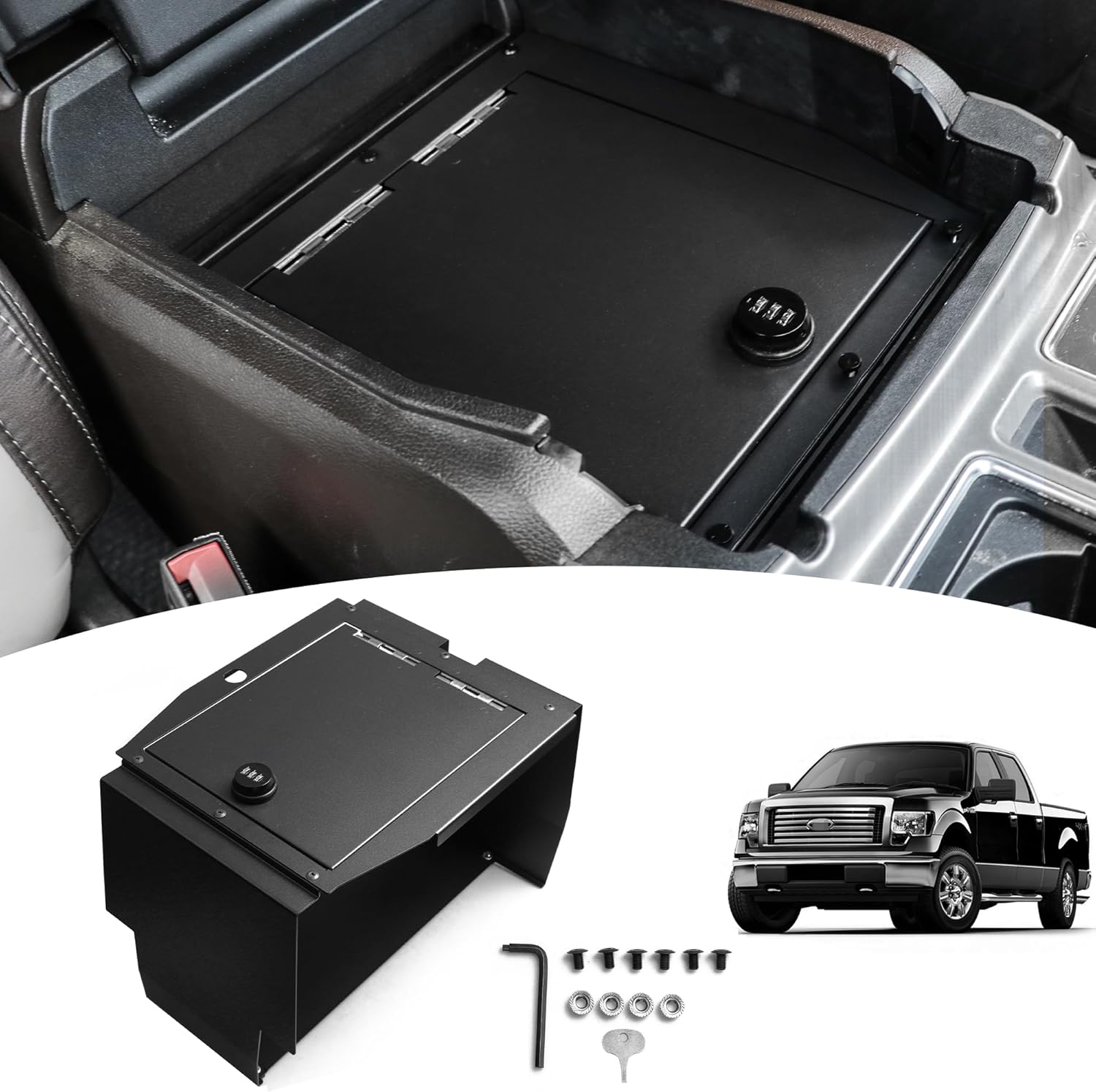 Amazon.com: BESTAOO Center Console Safe Box Armrest Lock Storage ...