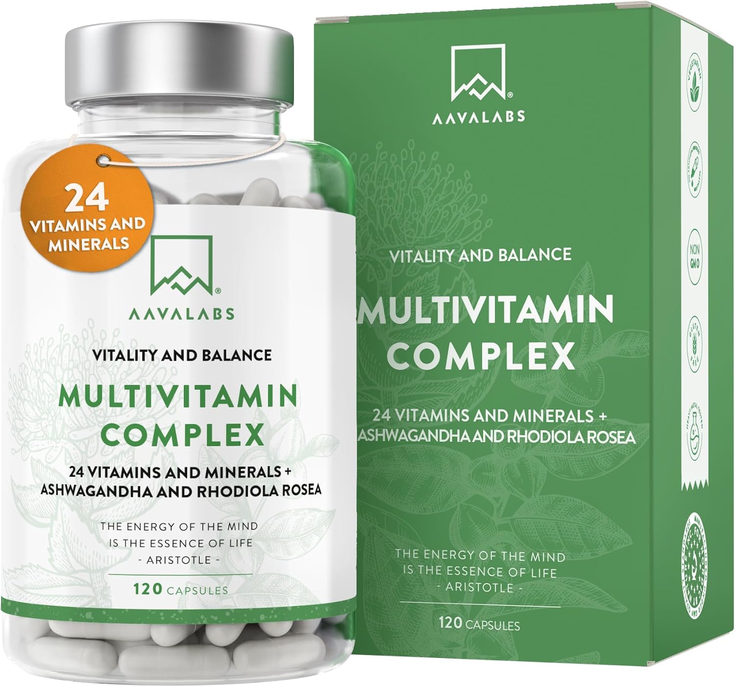 Multivitamin Complex with 24 Vitamins and Minerals + Ashwagandha and ...