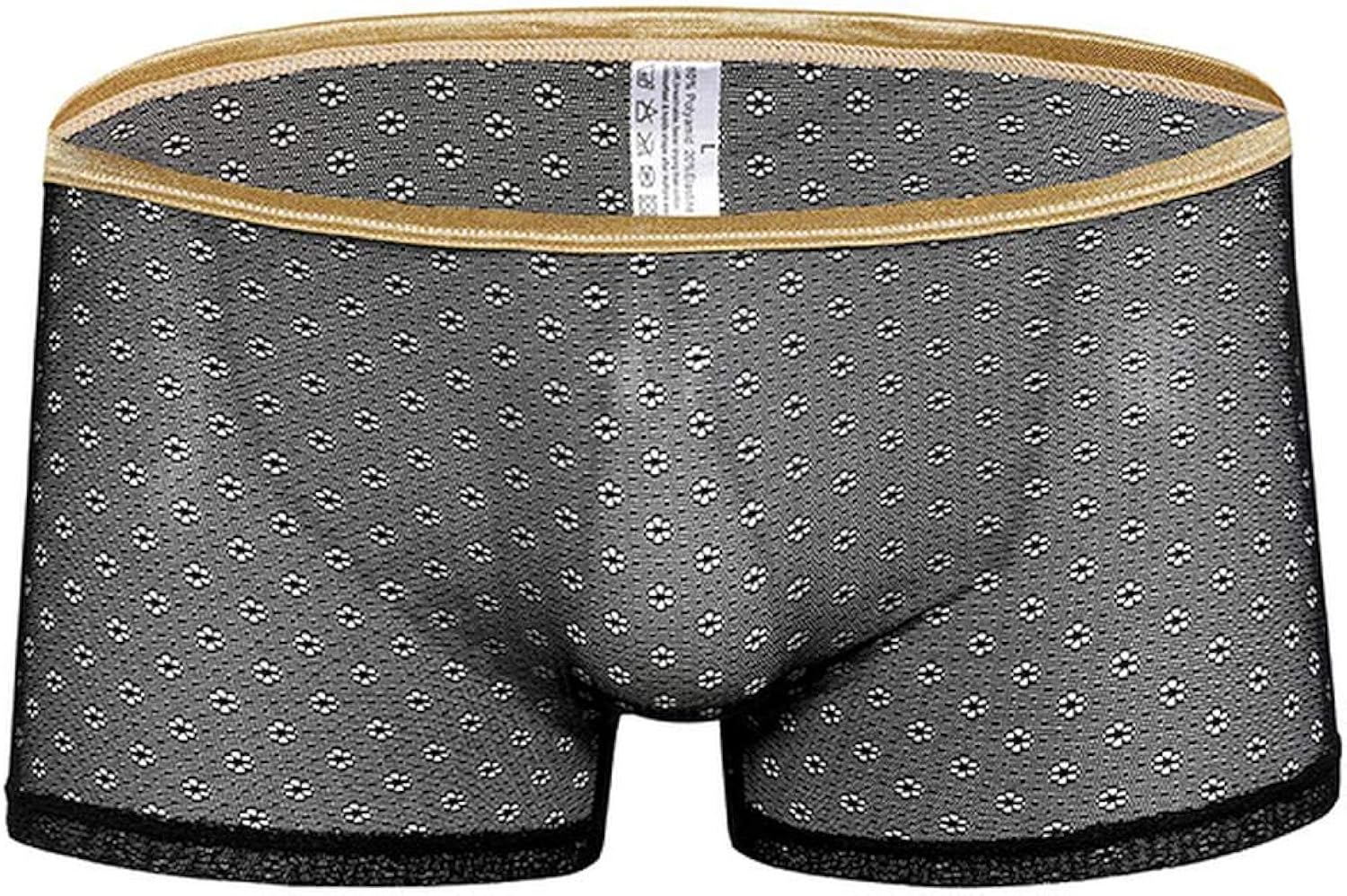 CaCoo Super Sexy Men Sheer Underwear Boxers Gay Transparent Shorts Lace ...