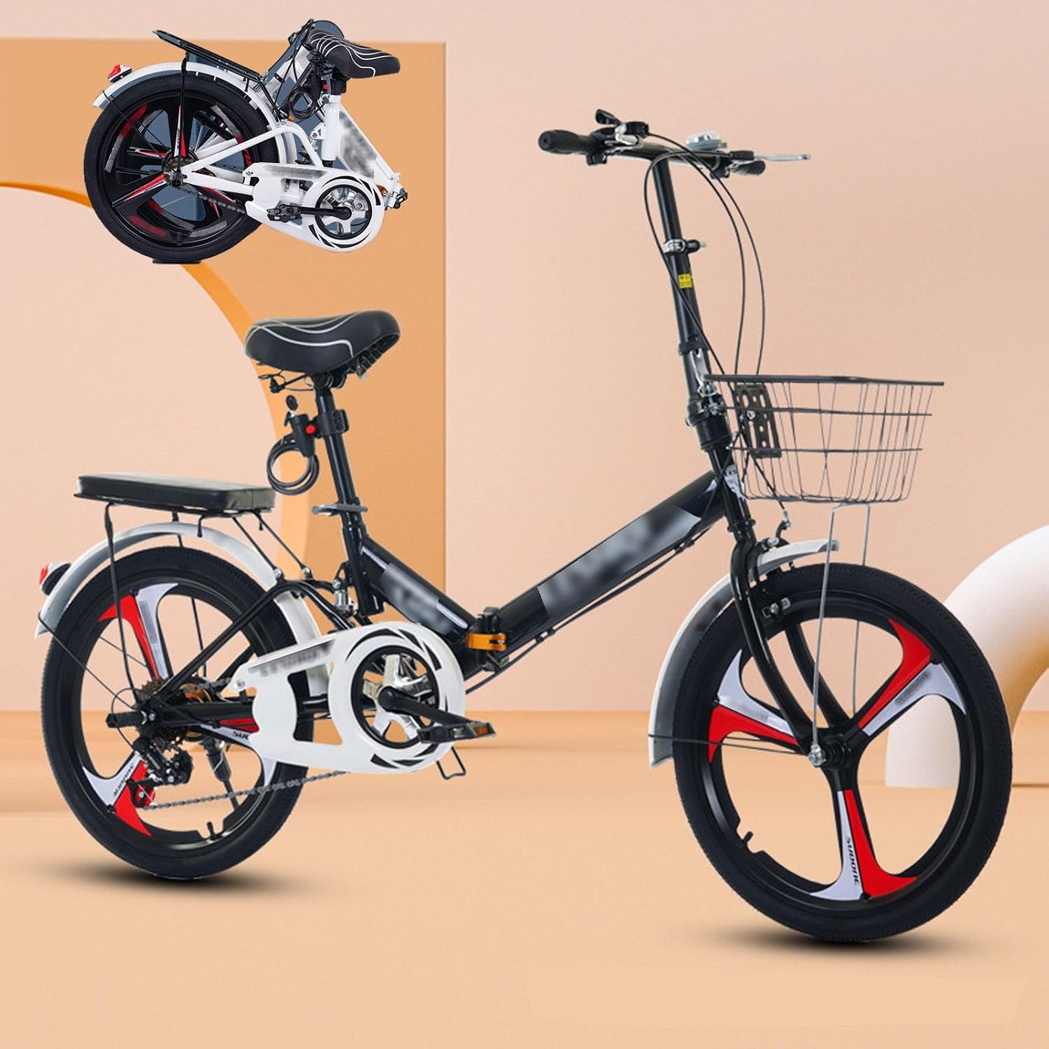 Adult Folding Mountain Bike, 20/22 Inch Folding Bicycle, Six Speed ...
