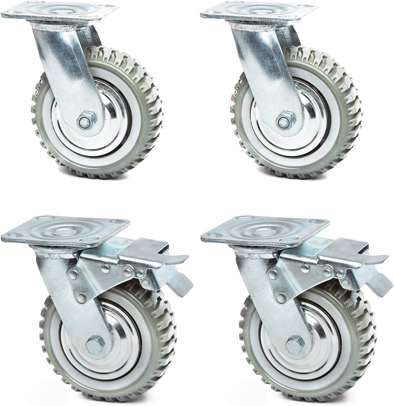 Amazon.com: POWERTEC 17053 Fixed Heavy Duty Industrial Caster, 8” Wheel ...