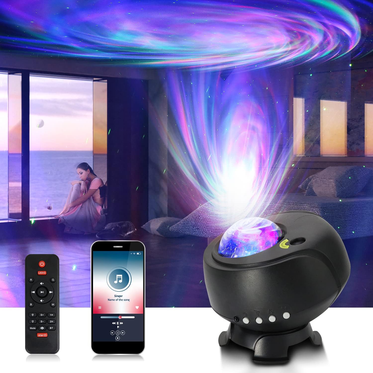 Amazon.com: Star Projector + Aurora Projector 2 in 1 Galaxy Night Light ...