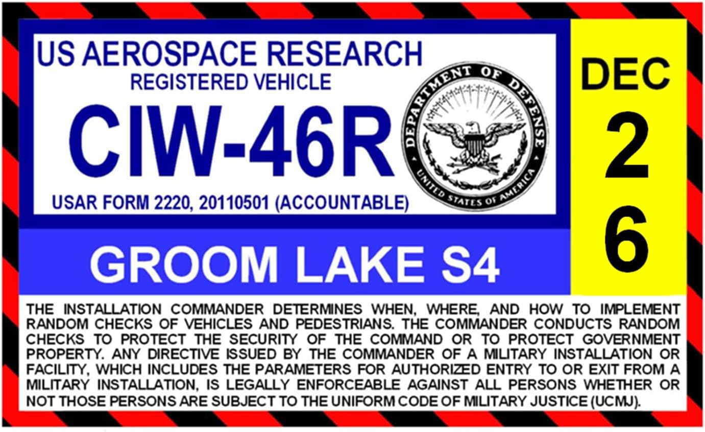 Amazon.com : 2026 Groom Lake AFB Area S4 Parking Decal (Area 51 ...