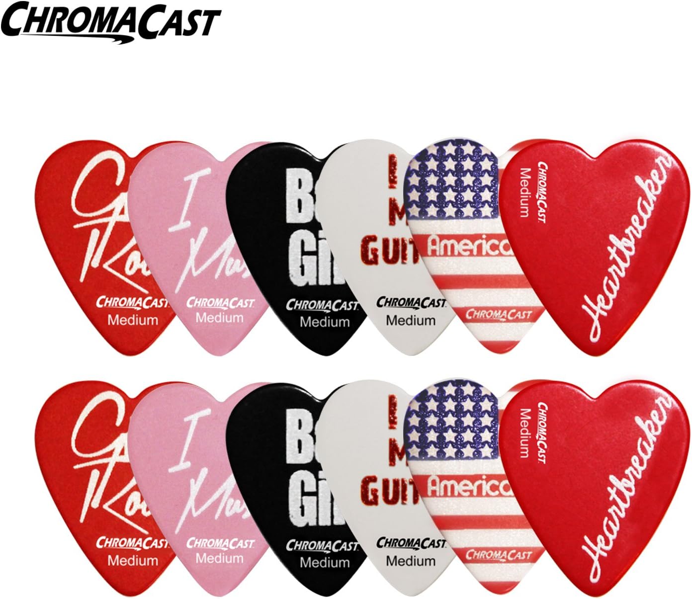 Amazon.com: ChromaCast CC-HS-M Heart Shaped Picks, Medium, 12-Pack ...