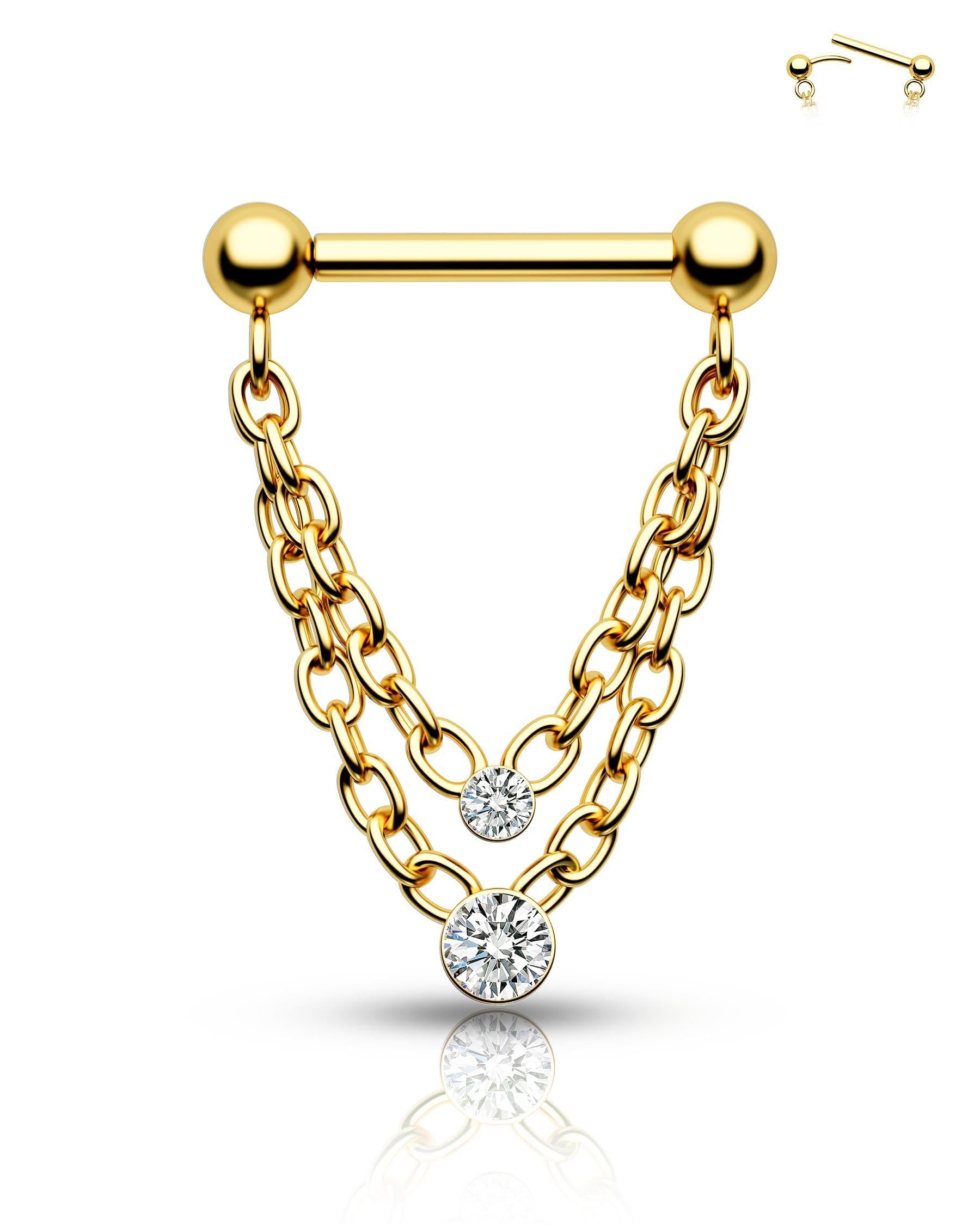 Amazon.com: CM Crareesi Mania Chain Septum Ring 16G Double Gold Septum ...
