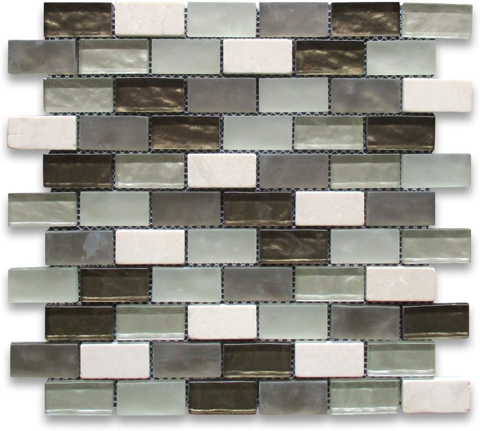 Stone Center Online White Gray Brown Glass Mix Beige Travertine 1x2 ...