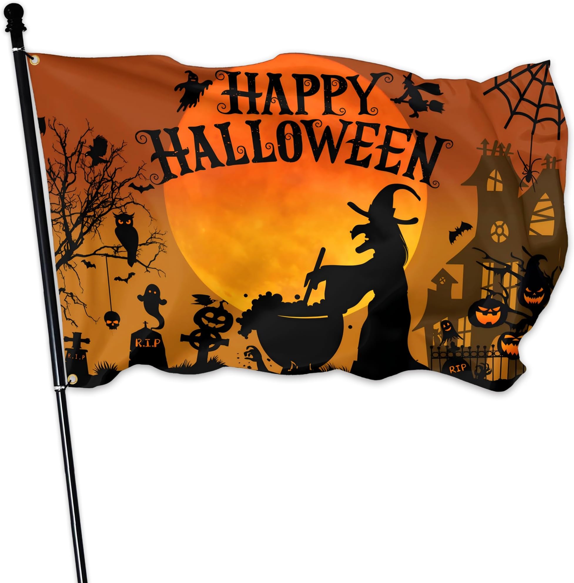 Amazon.com : Halloween Witch 3x5 ft polyester Flag : Patio, Lawn & Garden